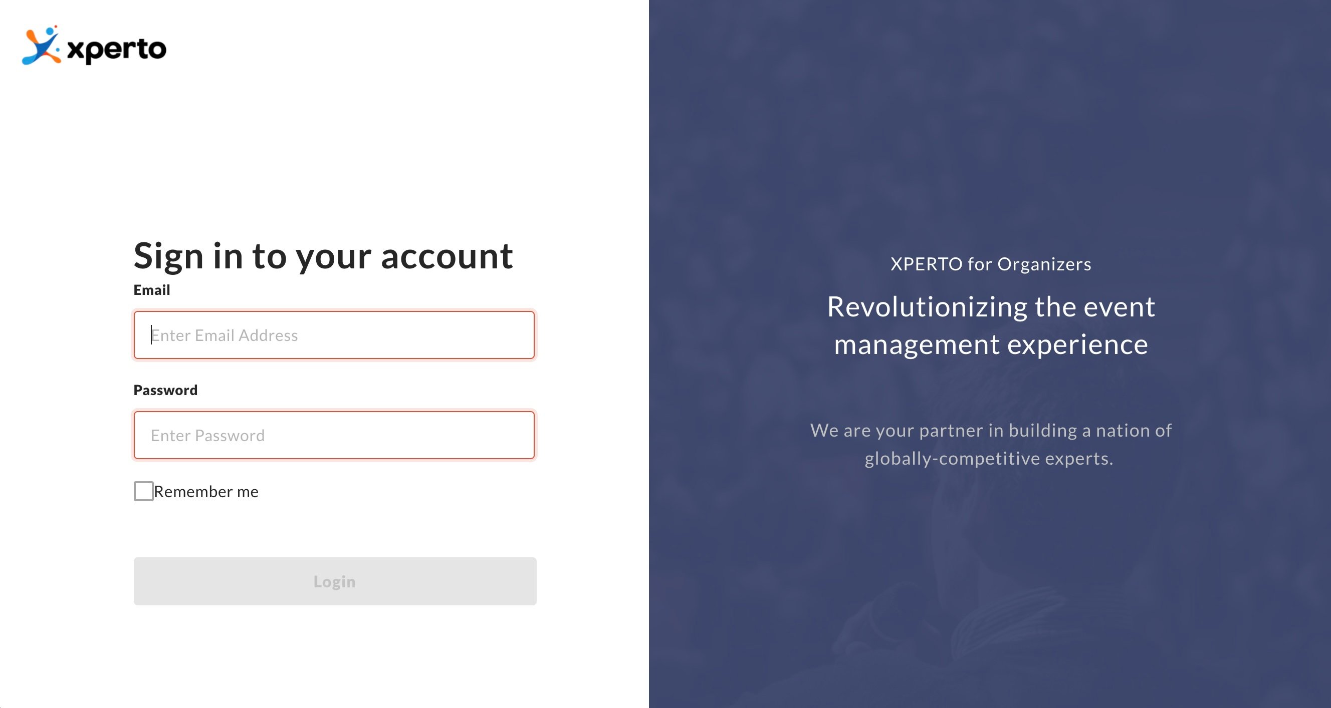 Xperto Organizer Login